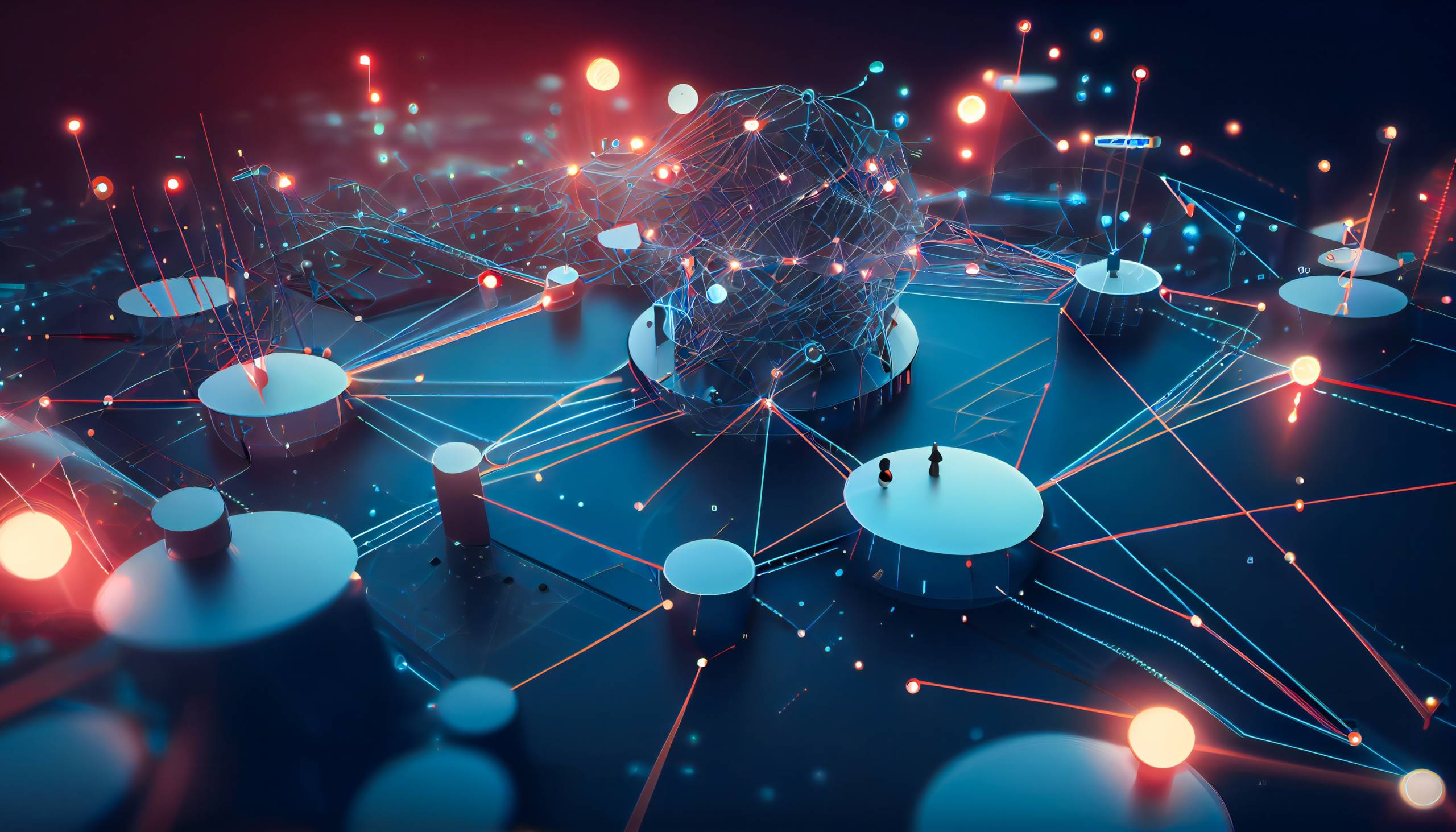 A graphical representation of a connected IoT network, with various ...
